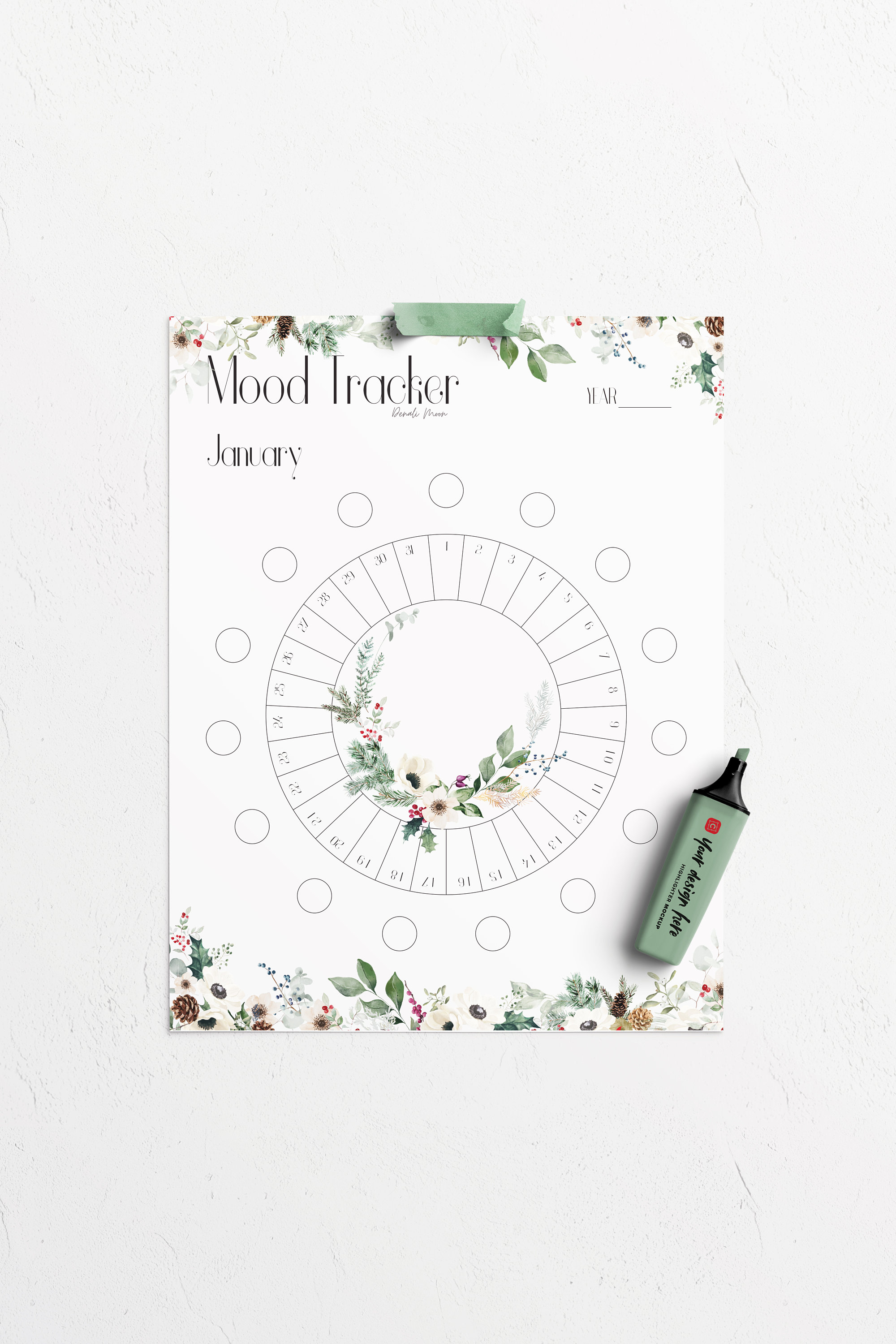 Monthly Mood Tracker Printable for Bullet Journal or Planner, Beautiful ...