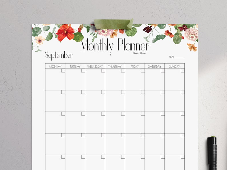 Monthly Planner Printable PDF - Undated 12 Months Monthly Planner ...