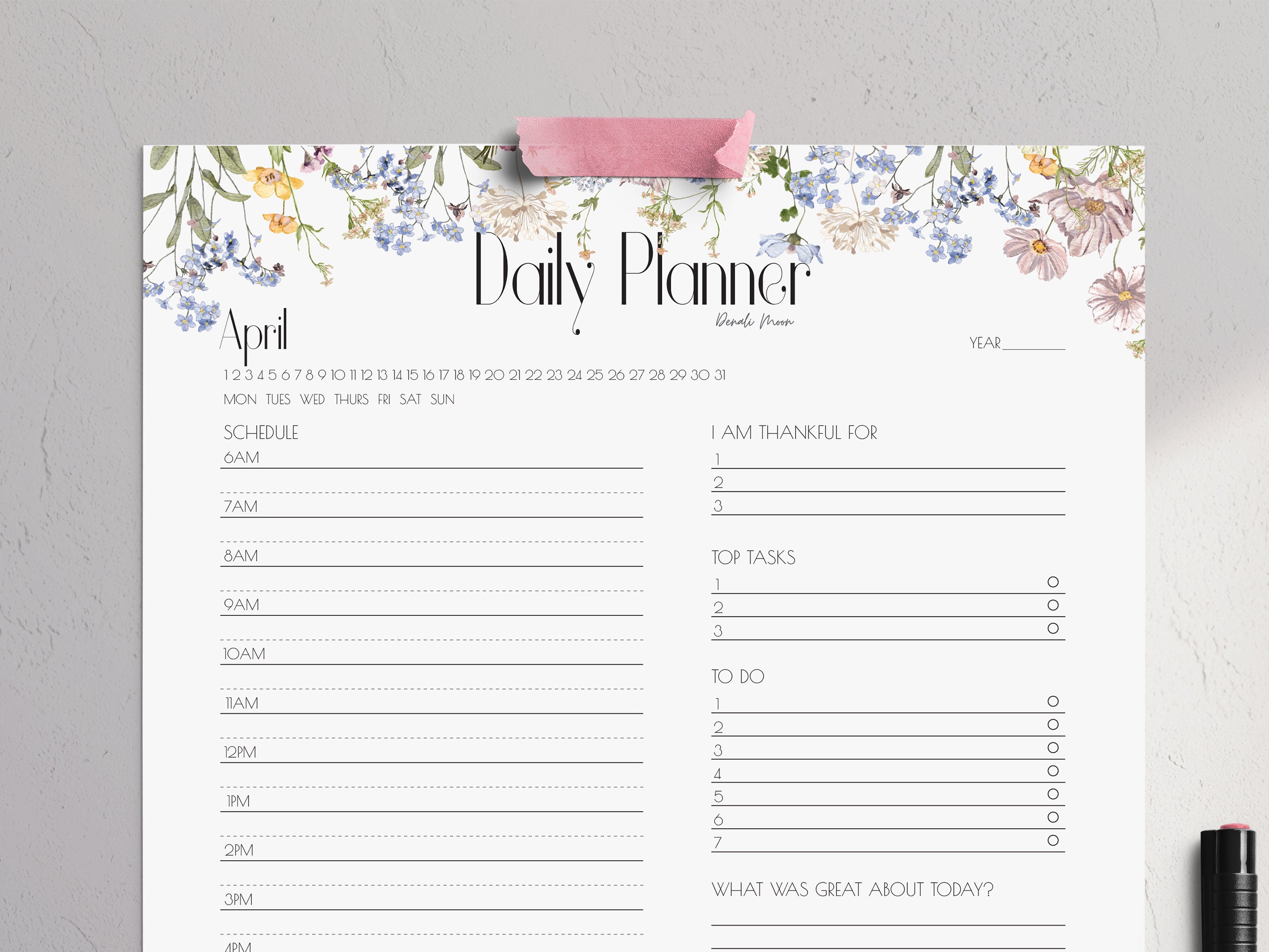 Botanical Daily Planner Printable: Undated, US Letter (digital Download ...