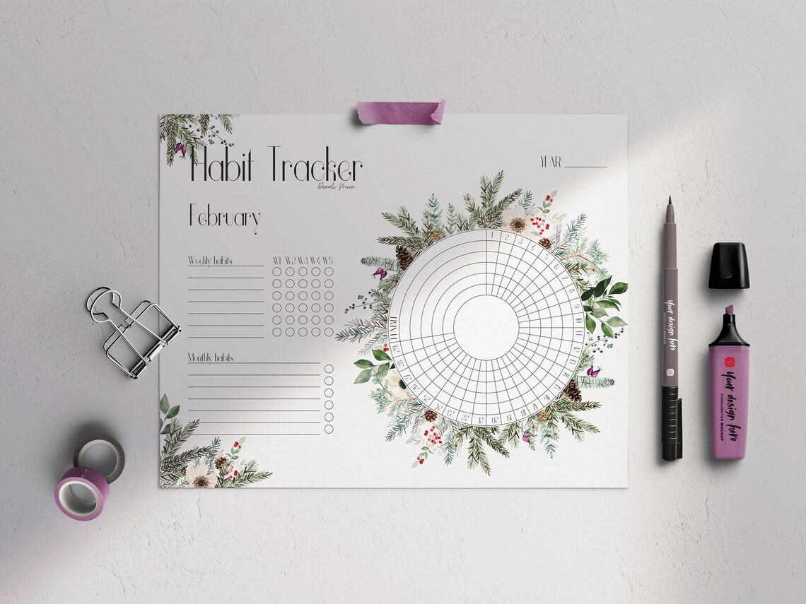 Habit Tracker Printable PDF 12 Month Circle Habit Planner Bundle ...