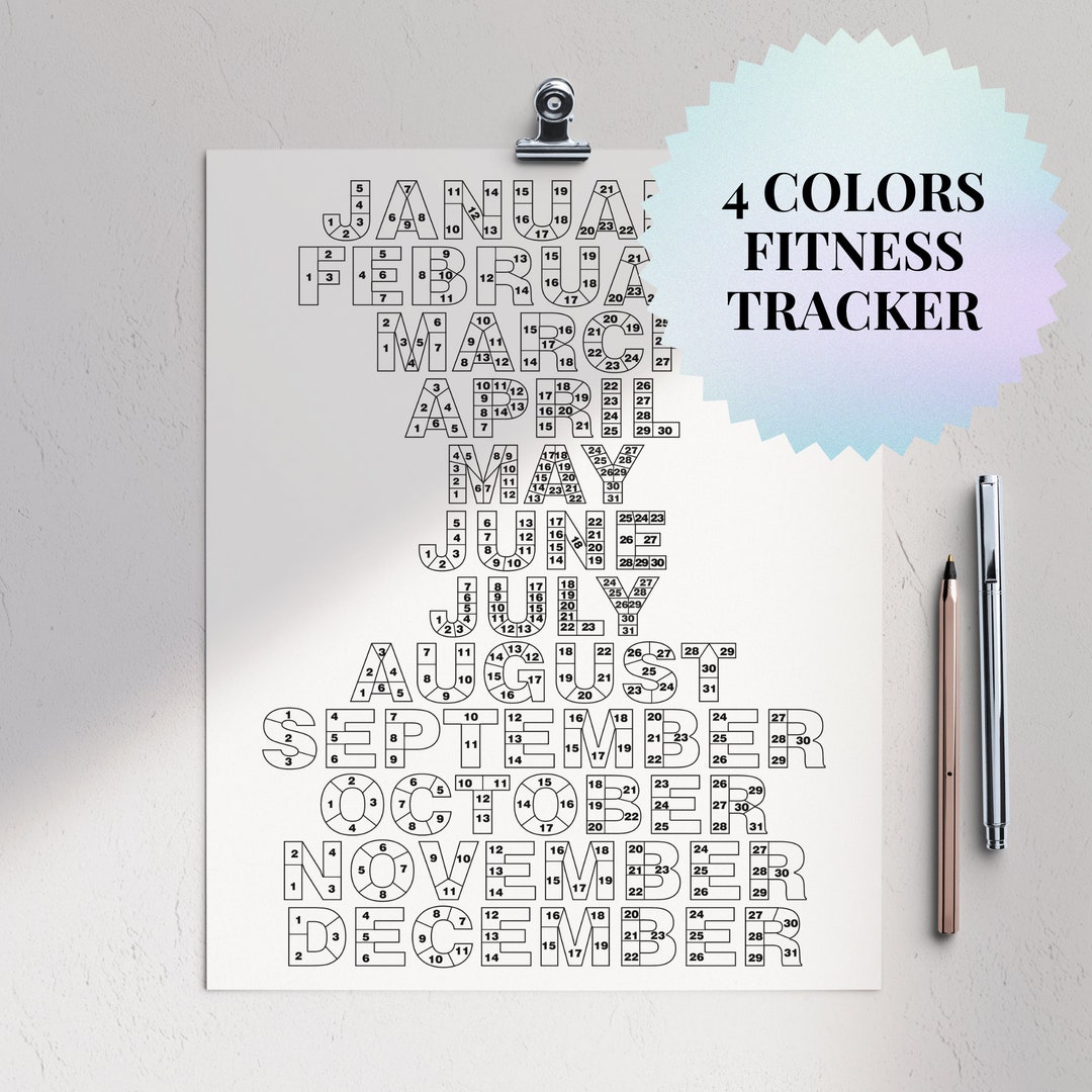 Workout Tracker, Fitness Habit Tracker, Wellness Tracker, Months ...
