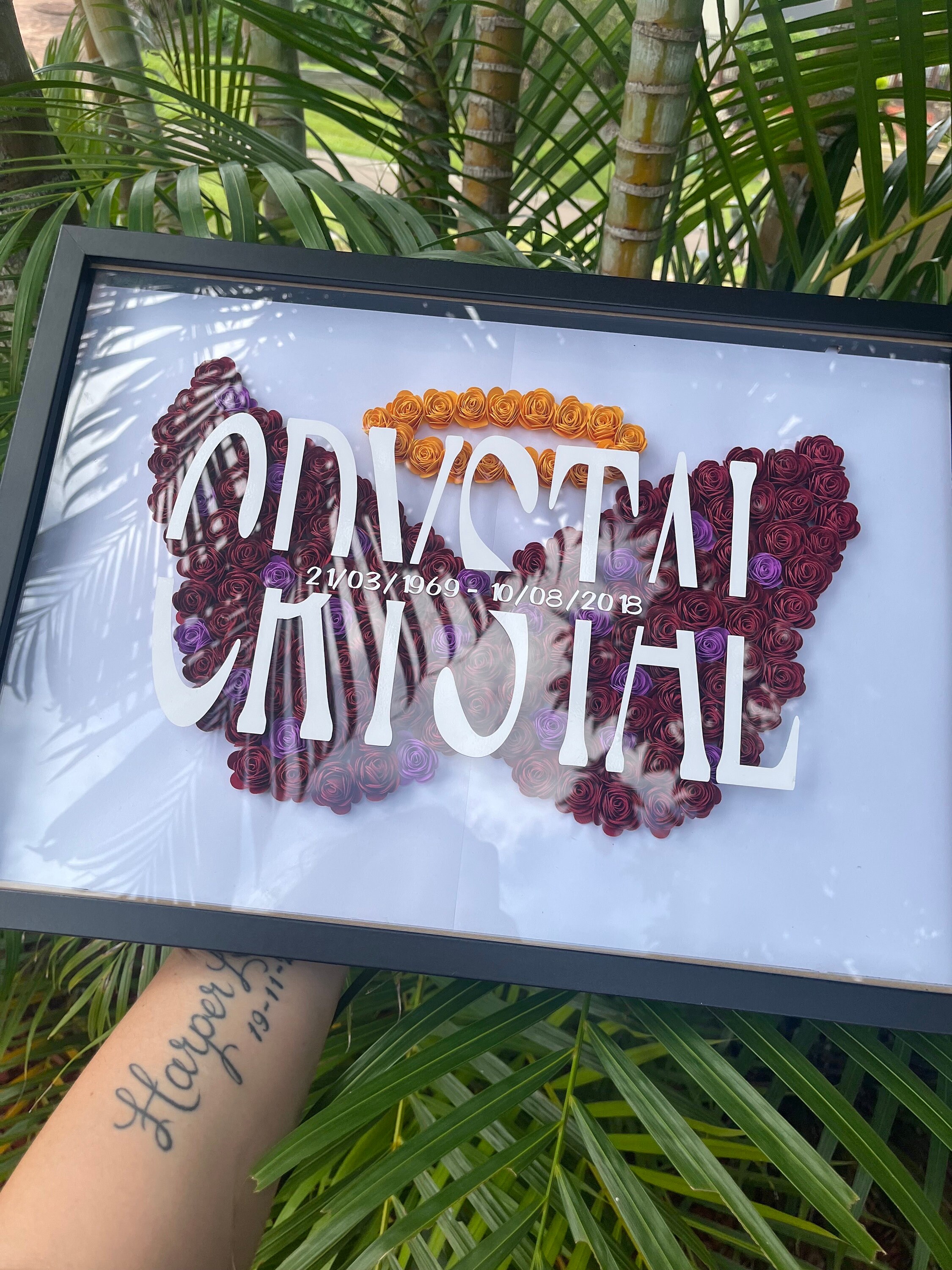 Angel Wings Flower Shadow Box in Memory of Sign Gift for Her Gift for ...