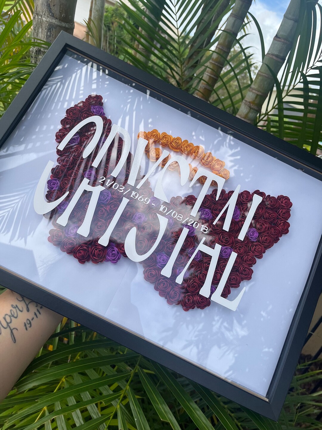 Angel Wings Flower Shadow Box in Memory of Sign Gift for Her Gift for ...