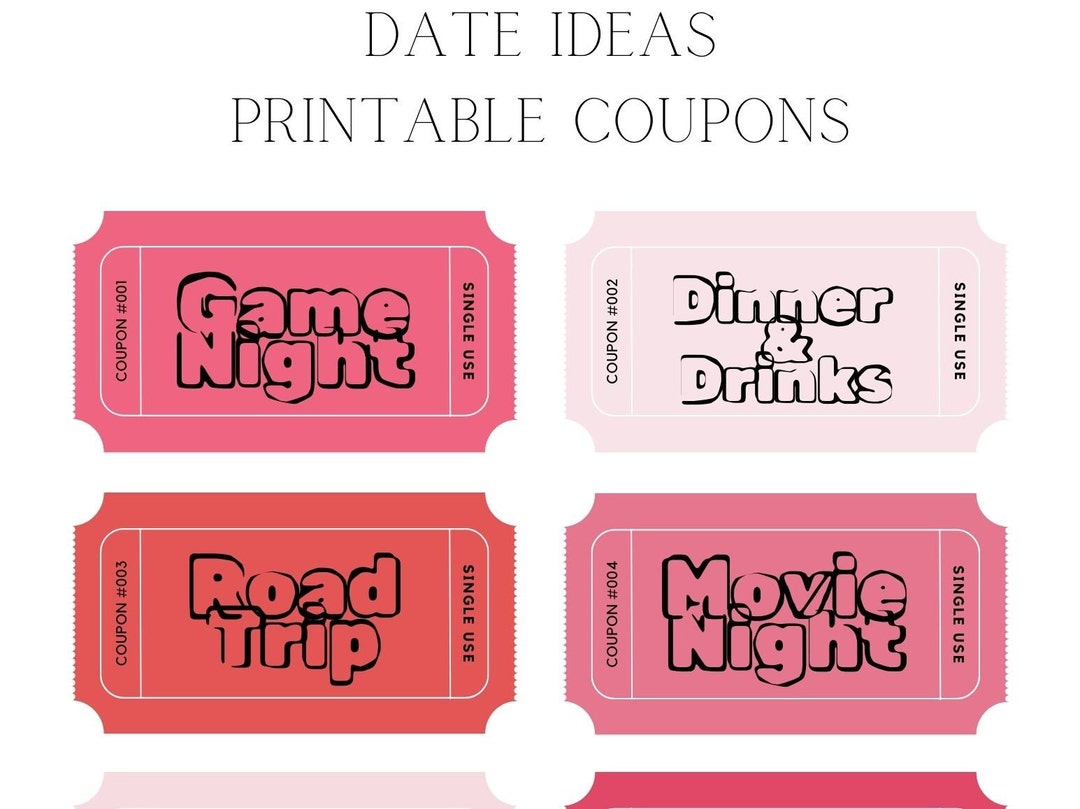 Printable Love Game Coupons Fun Date Ideas - Etsy