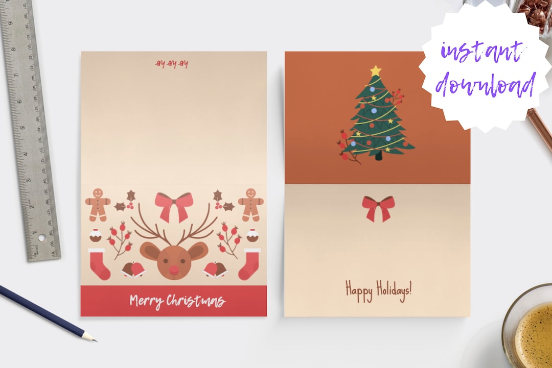 DIGITAL Printable Christmas Folding Card - Etsy