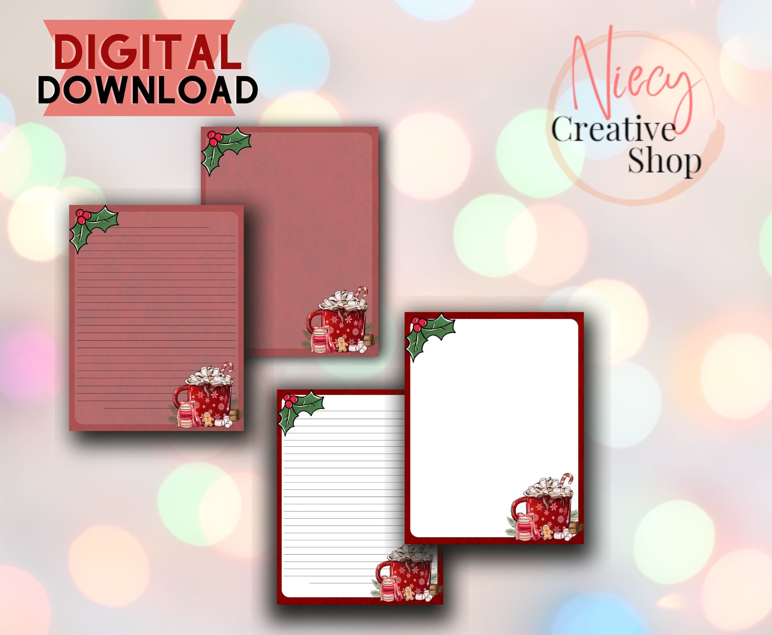Printable Stationary Set US Letter Size PDF Digital Stationary Set ...