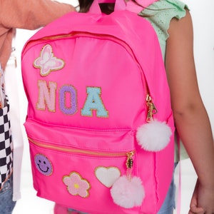 Personalized Nylon Backpack With Patches, Back to School School Bag ...