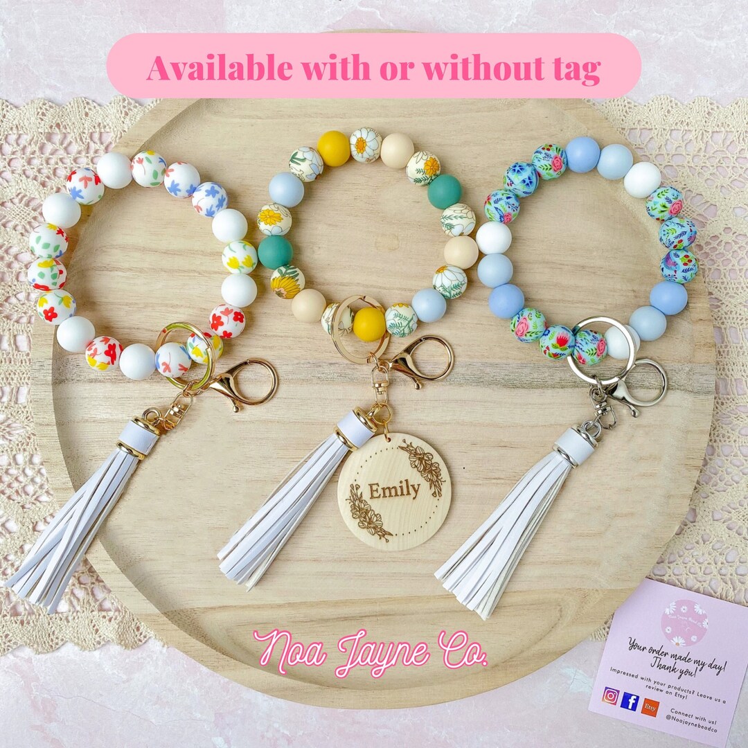 Wristlet Keychain, Beaded Keychain, Keychain Wristlet, Bead Keychain ...