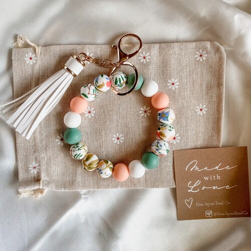 Beaded Wristlet Keychain Wristlet Keychain Silicone Bead - Etsy