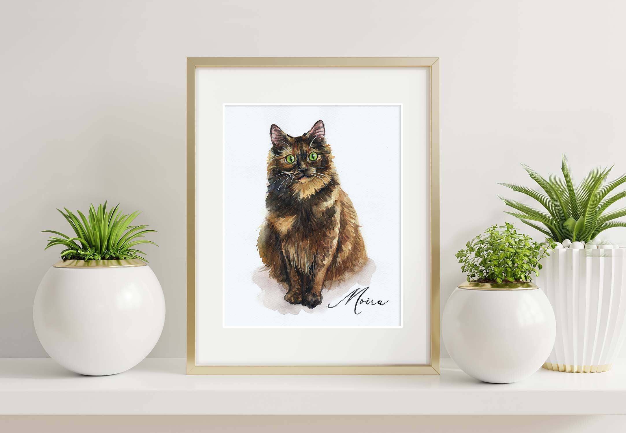 Hand Painted Cat Portrait, Custom White Cat Painting From Photo, Mother ...