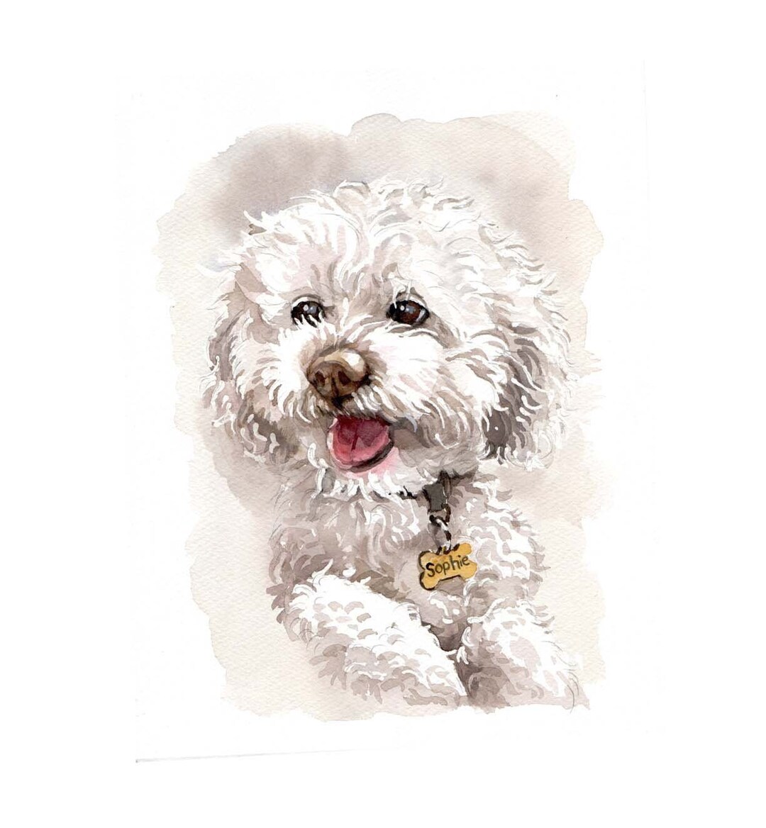 Pet Portrait Hand Painted, Dog Remembrance Gift, Bespoke Portrait ...