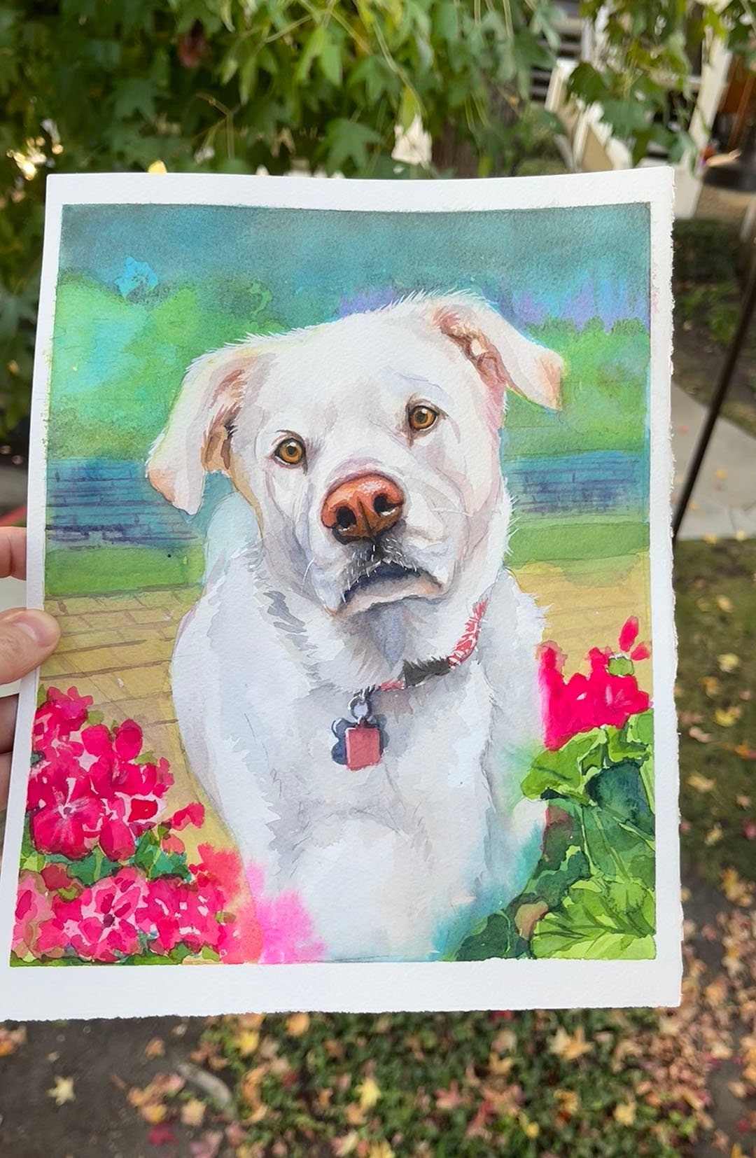 Custom Hand Painted of Dog, Pet Portrait Hand Painted, Pet Portrait ...