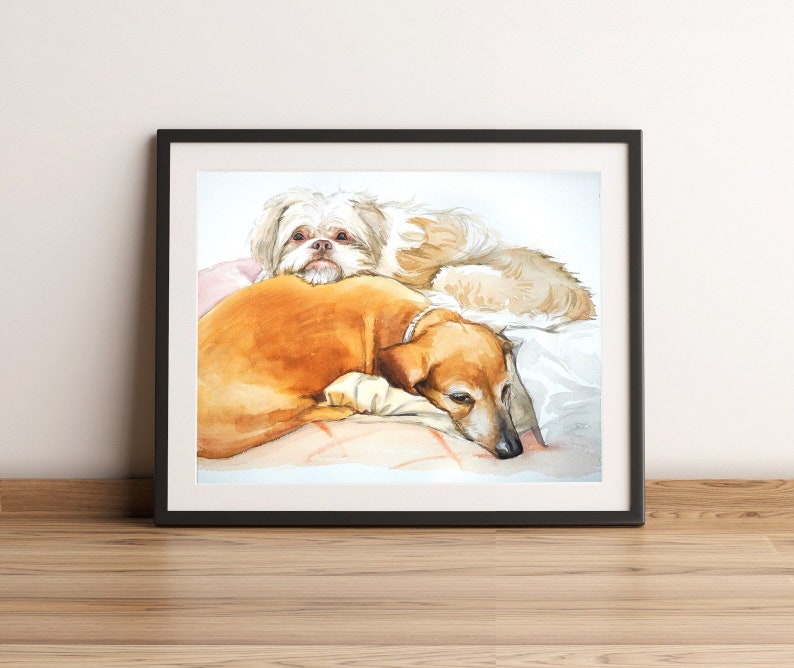 Hand Painted Watercolor Pet Portrait: Custom Dog Remembrance Painting ...