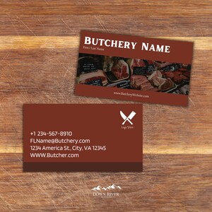 Professional Butcher Shop Business Card Template Editable Business Card ...