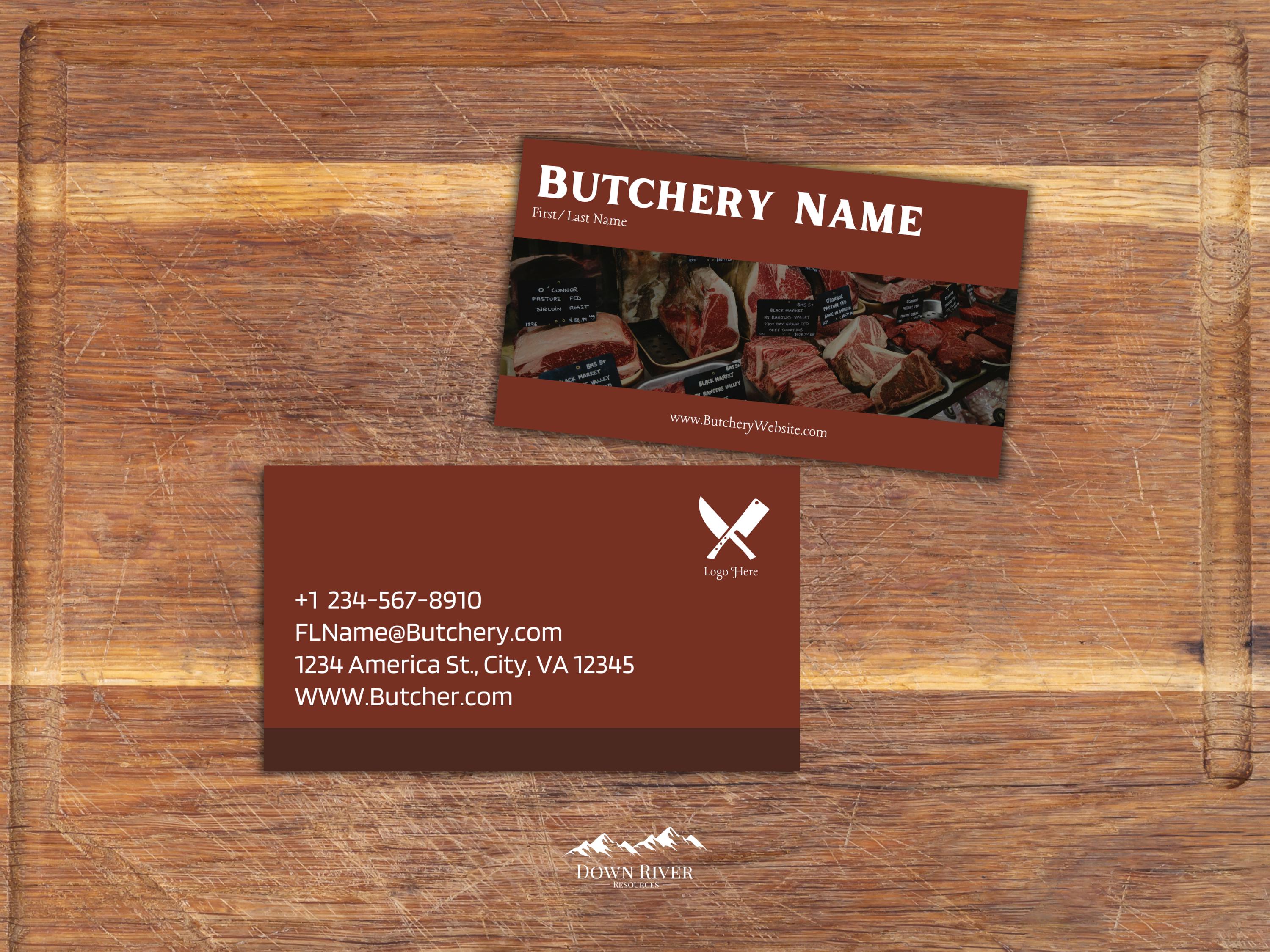 Butcher Shop Business Card Template: Editable Meat Shop Branding - Etsy