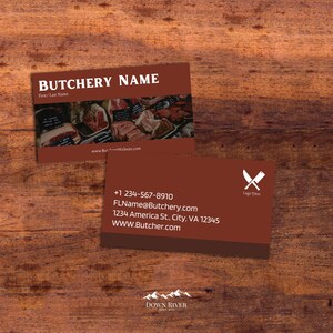 Butcher Shop Business Card Template: Editable Meat Shop Branding - Etsy