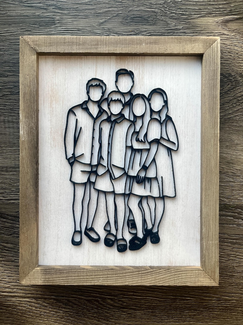 Line Art Custom Family Photo Portrait for Couples or Family Anniversary ...