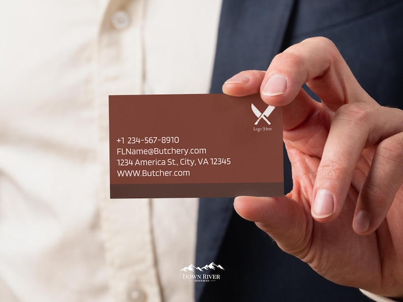Butcher Shop Business Card Template: Editable Meat Shop Branding - Etsy