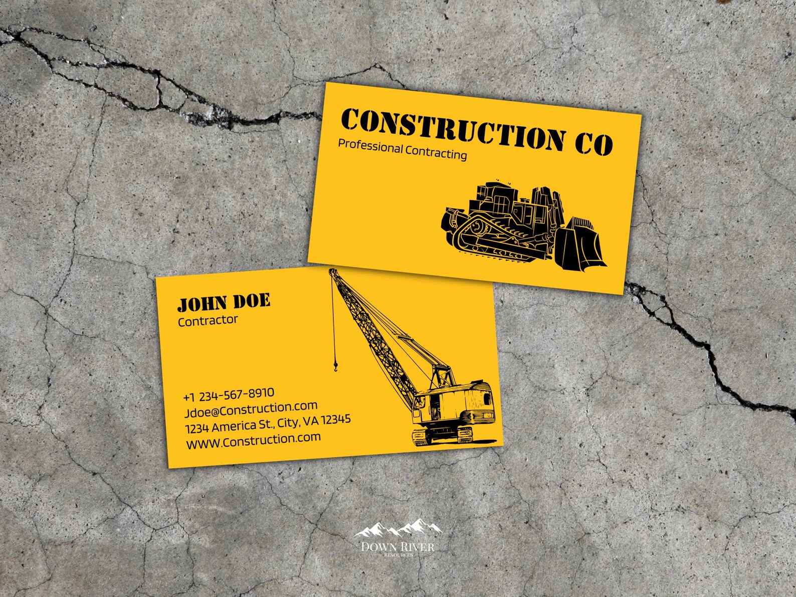 Construction Business Card Template Contractor Card Editable Builder ...