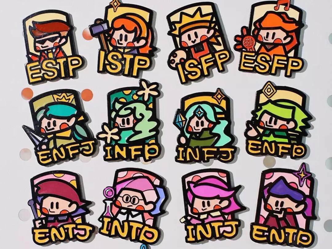 Complete Set of 16 MBTI Personality Type Pins – Collectible Educational Enamel Badges Learning ...