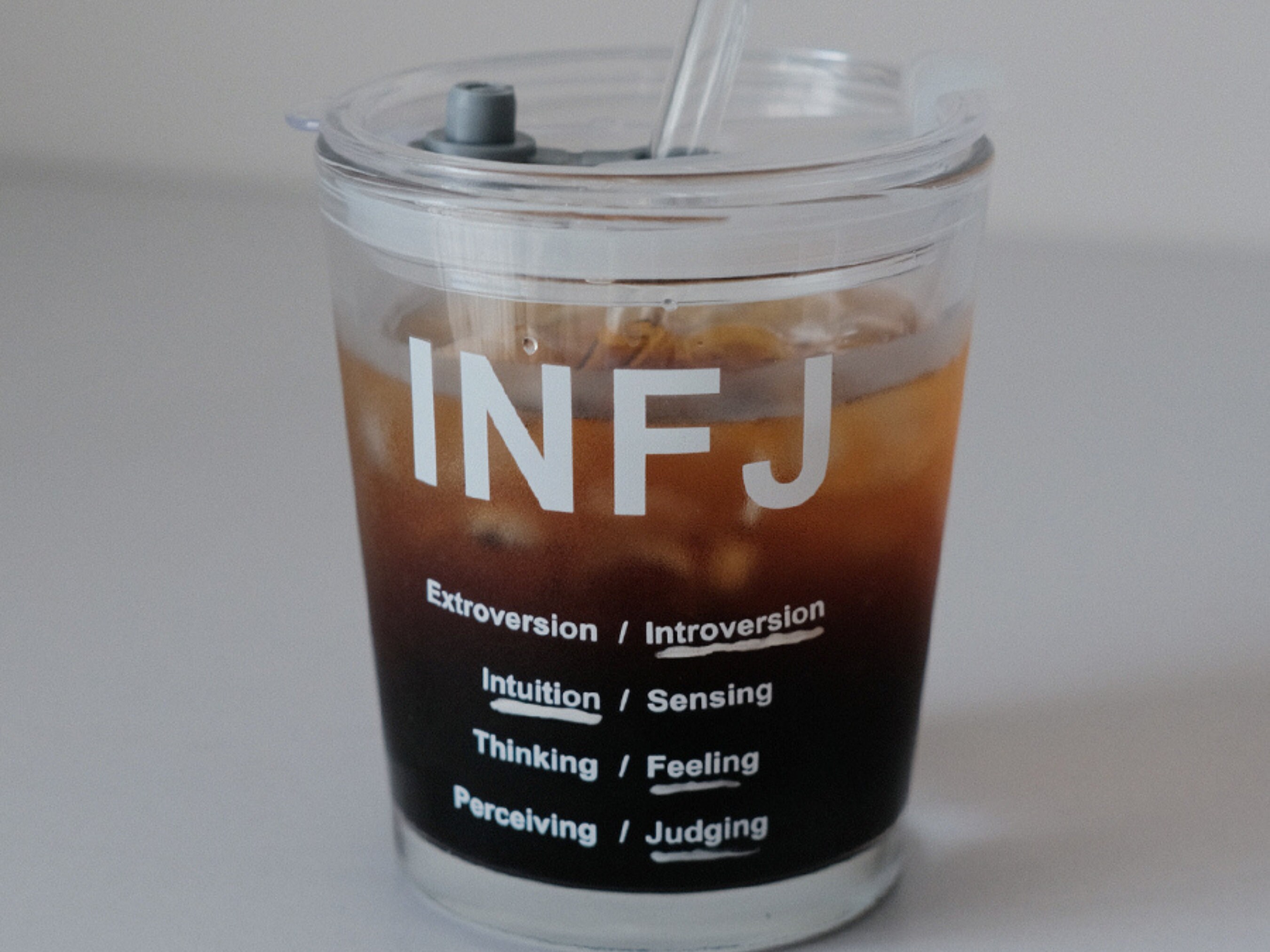 Crystal White Glass MBTI Mugs With Straw and Cup - Aesthetic Coffee Mug ...