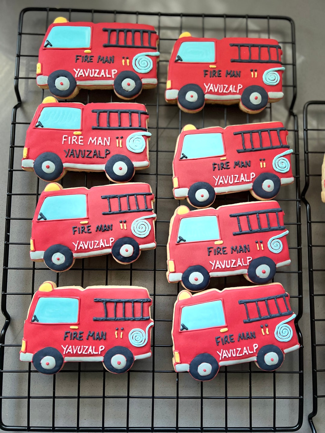 Fire Truck Birthday Cookies: Hand Decorated Royal Icing Favors - Etsy
