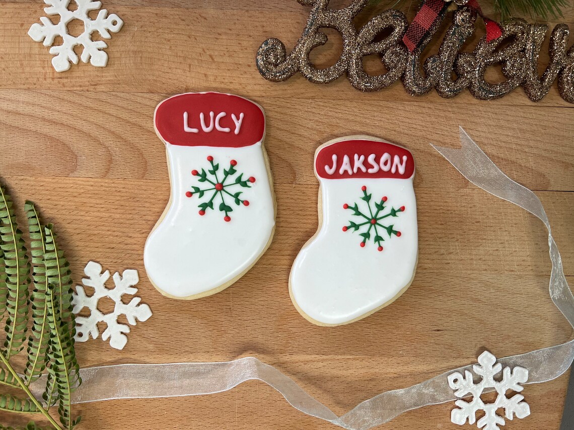 Christmas Personalized Large Cookies With Royal Icing, Fresh Baked and ...