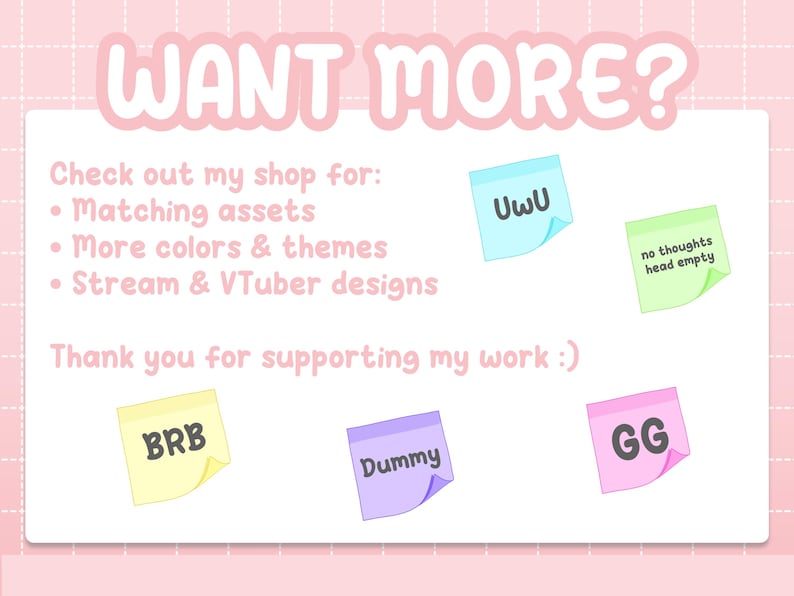 Blank Sticky Note Vtuber Assets| Multicolor | Kawaii Pngtuber Stream ...