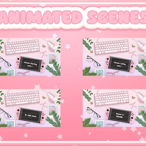 ANIMATED Pink Switch Gaming Setup Scenes Overlay - Starting, Ending ...