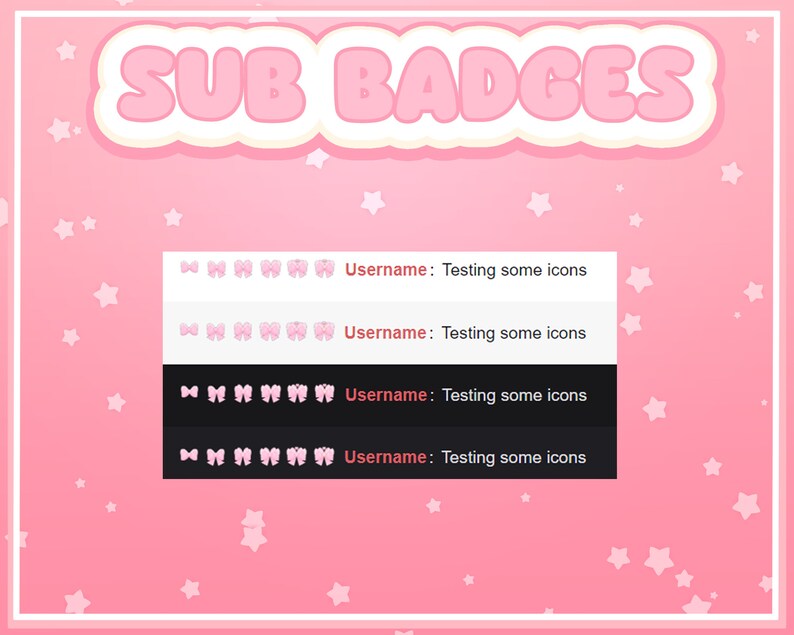 Kawaii Pink Heart Lace Bow Sub Badges/bit Badges - Twitch, Youtube ...