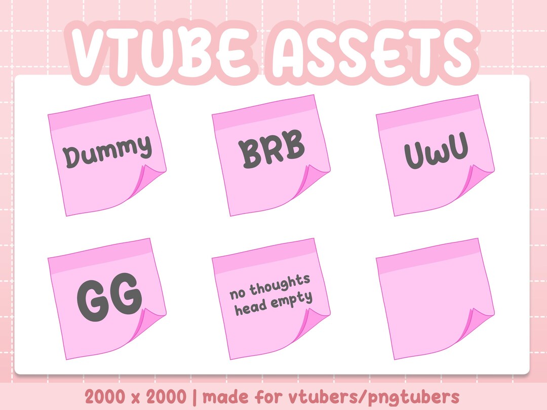 Sticky Note Vtuber Assets| Pink | Kawaii Pngtuber Stream Notes | BRB GG ...