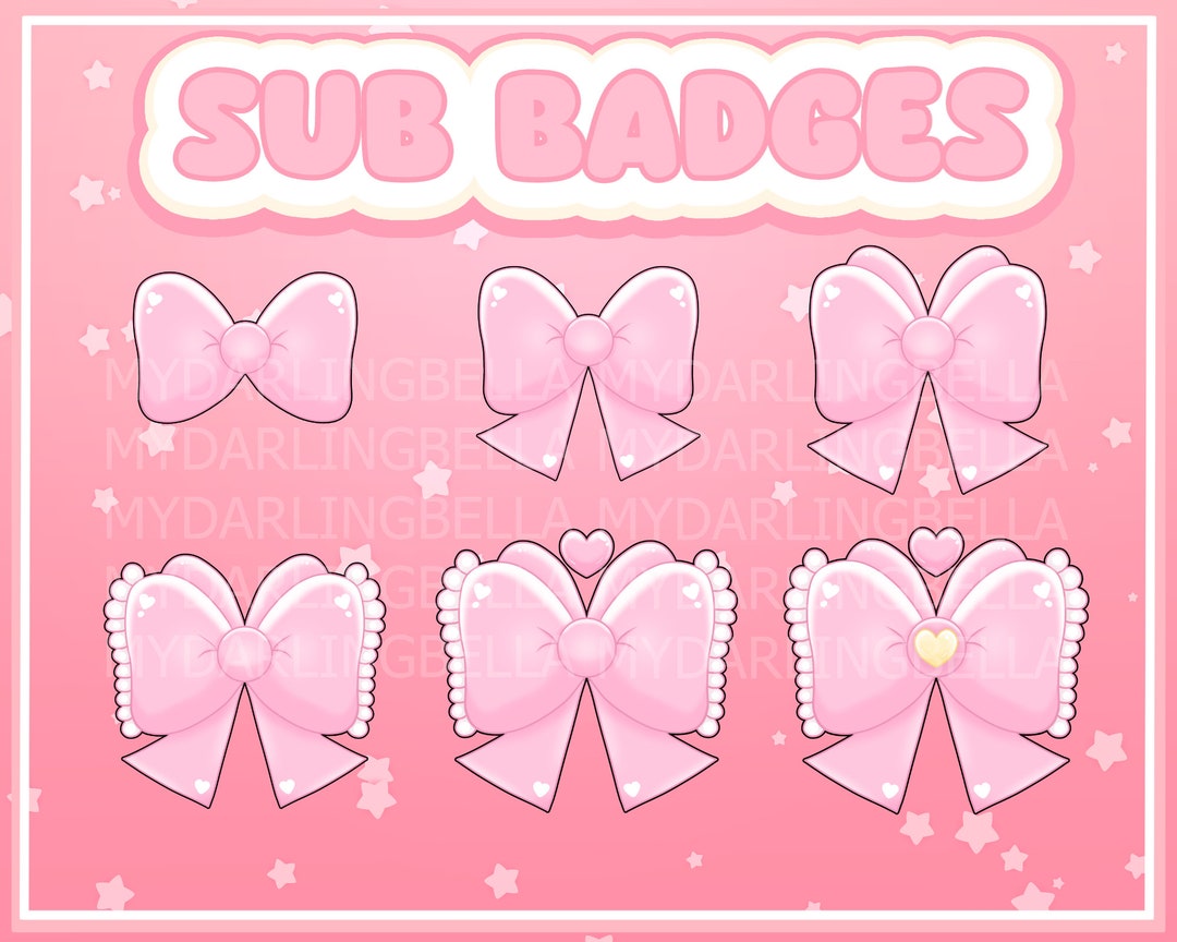Kawaii Pink Heart Lace Bow Sub Badges/bit Badges - Twitch, Youtube ...