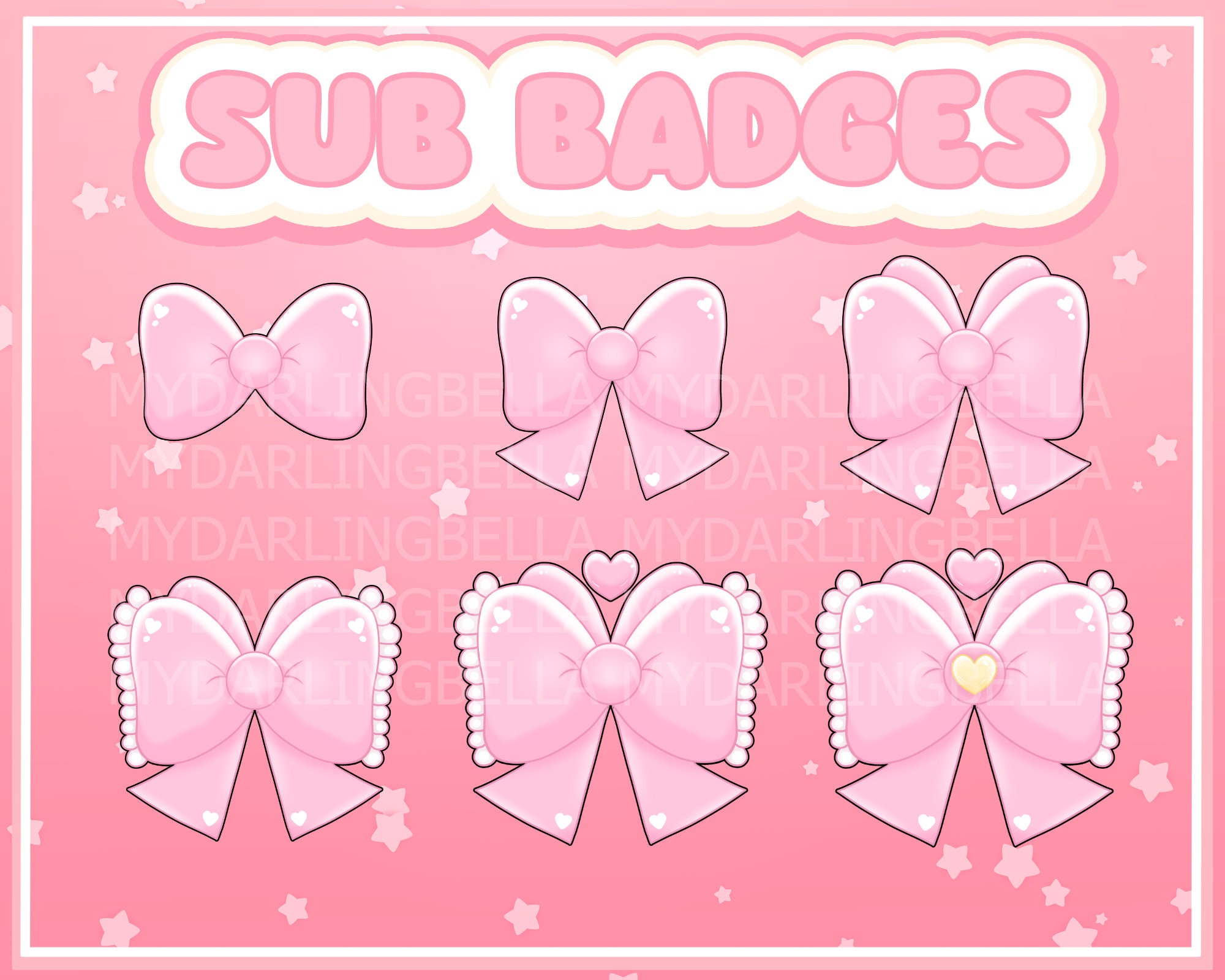 Kawaii Pink Heart Lace Bow Sub Badges/bit Badges - Twitch, Youtube ...