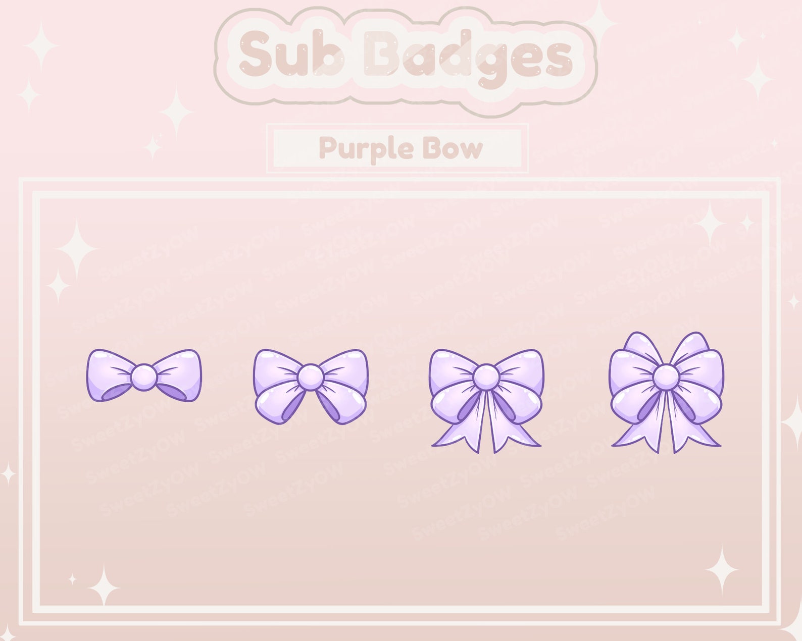 Kawaii Purple Bow Sub Badges for Twitch - 4 Badges - Etsy