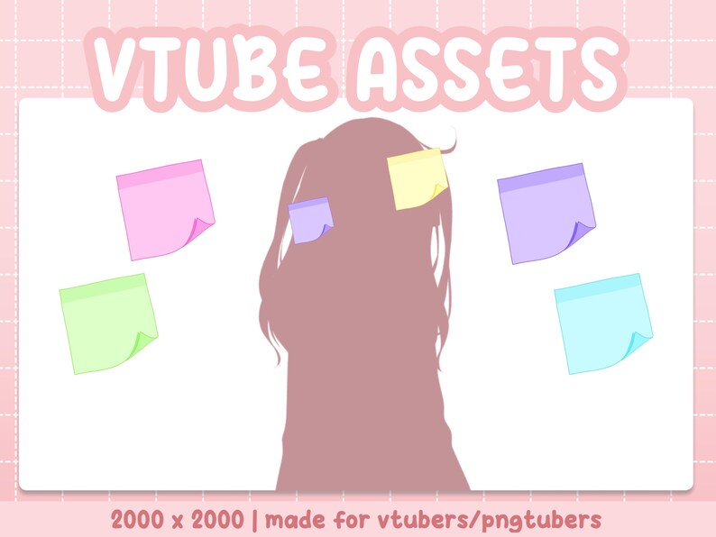 Blank Sticky Note Vtuber Assets| Multicolor | Kawaii Pngtuber Stream ...
