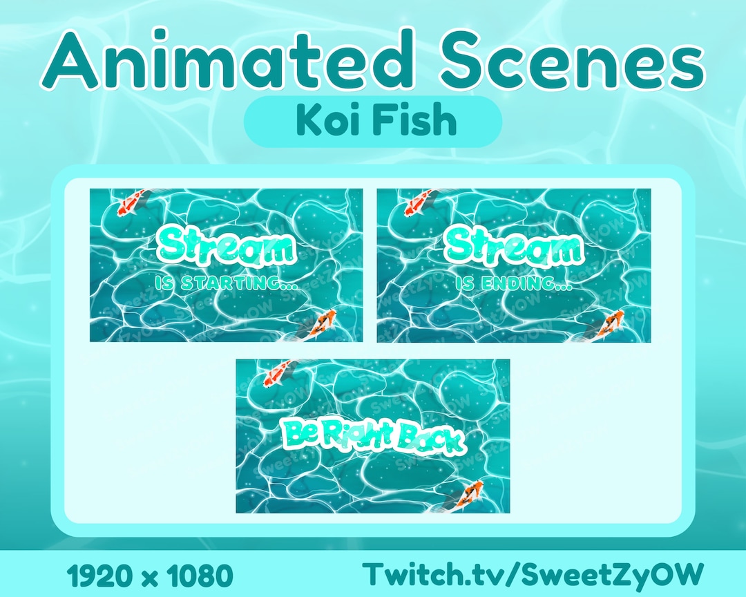 Koi Fish Animated Scene Overlay for Twitch, Streaming, OBS - Starting ...