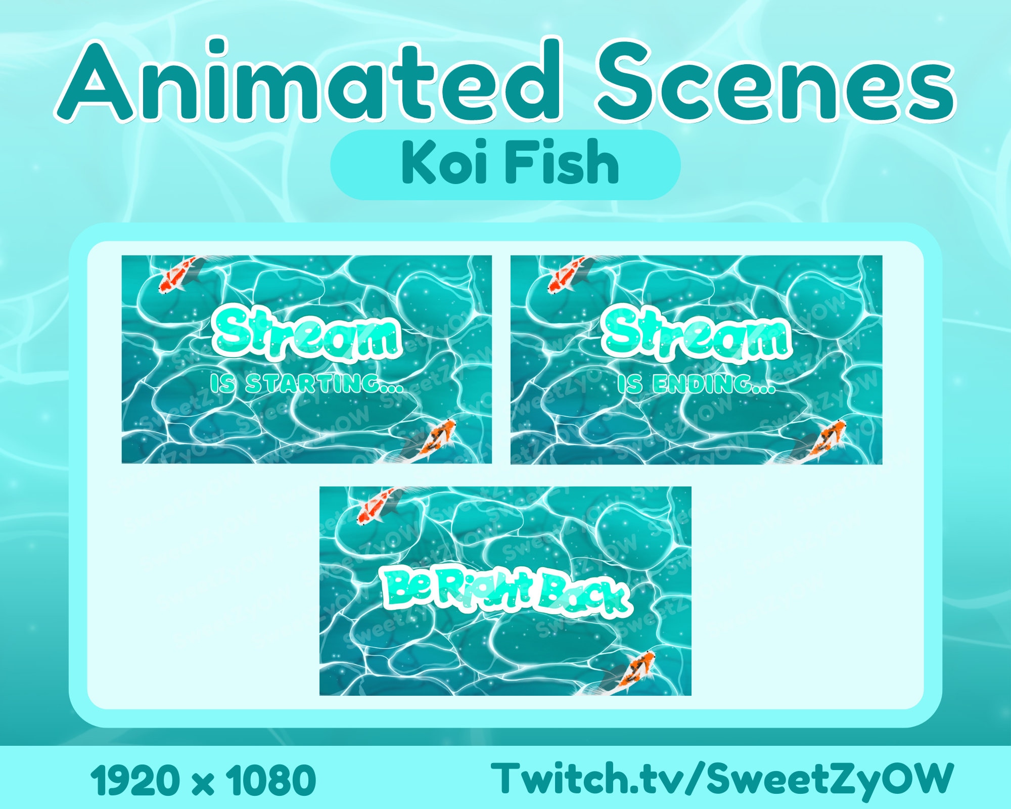 Koi Fish Animated Scene Overlay for Twitch, Streaming, OBS - Starting ...
