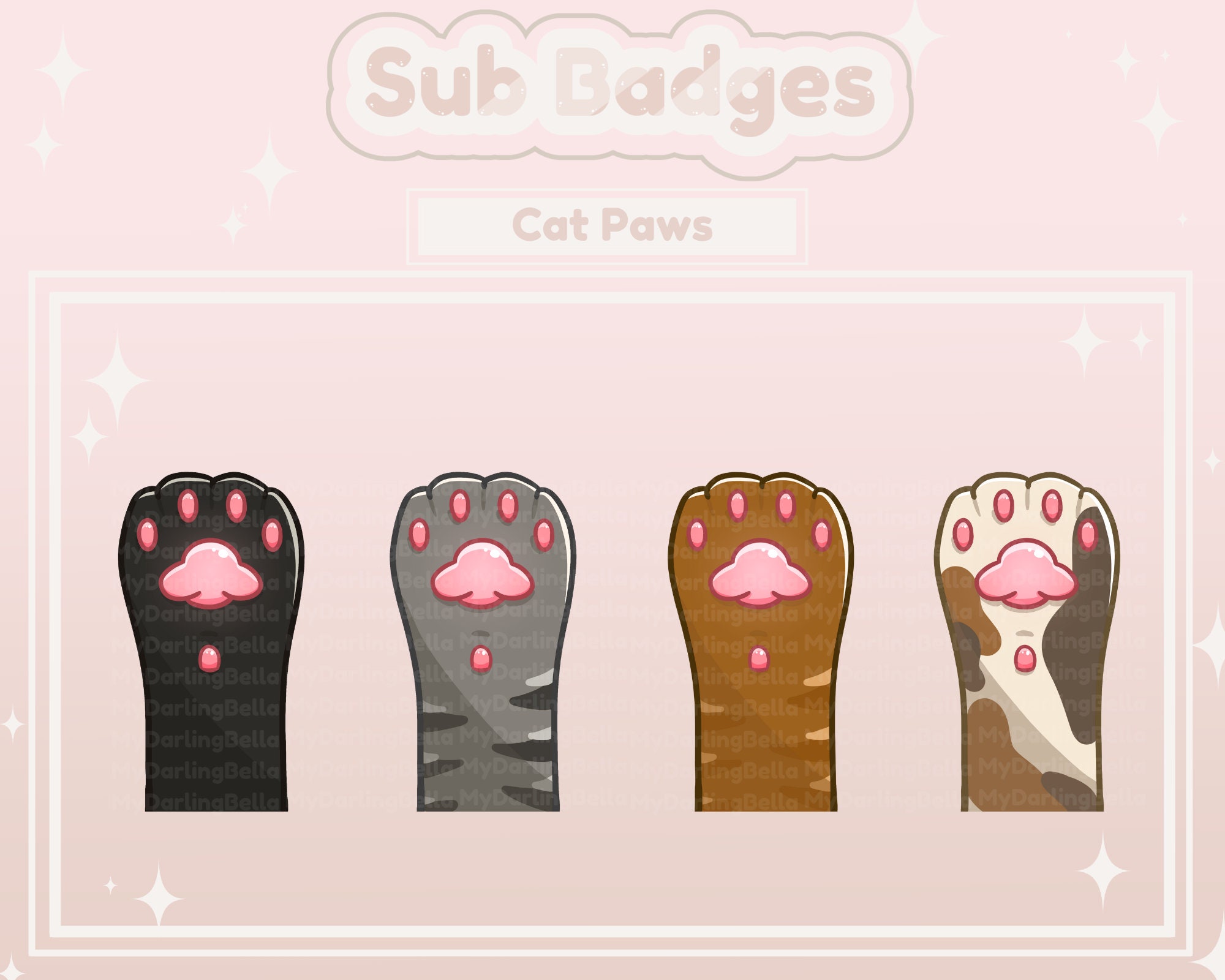 Kawaii Cat Paws Sub Badges for Twitch - 4 Badges - Etsy