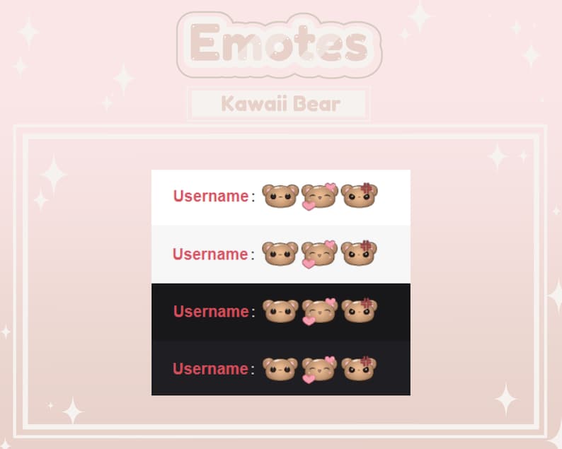 Kawaii Bear Emote Pack for Twitch, Streaming, Youtube, Discord and More ...