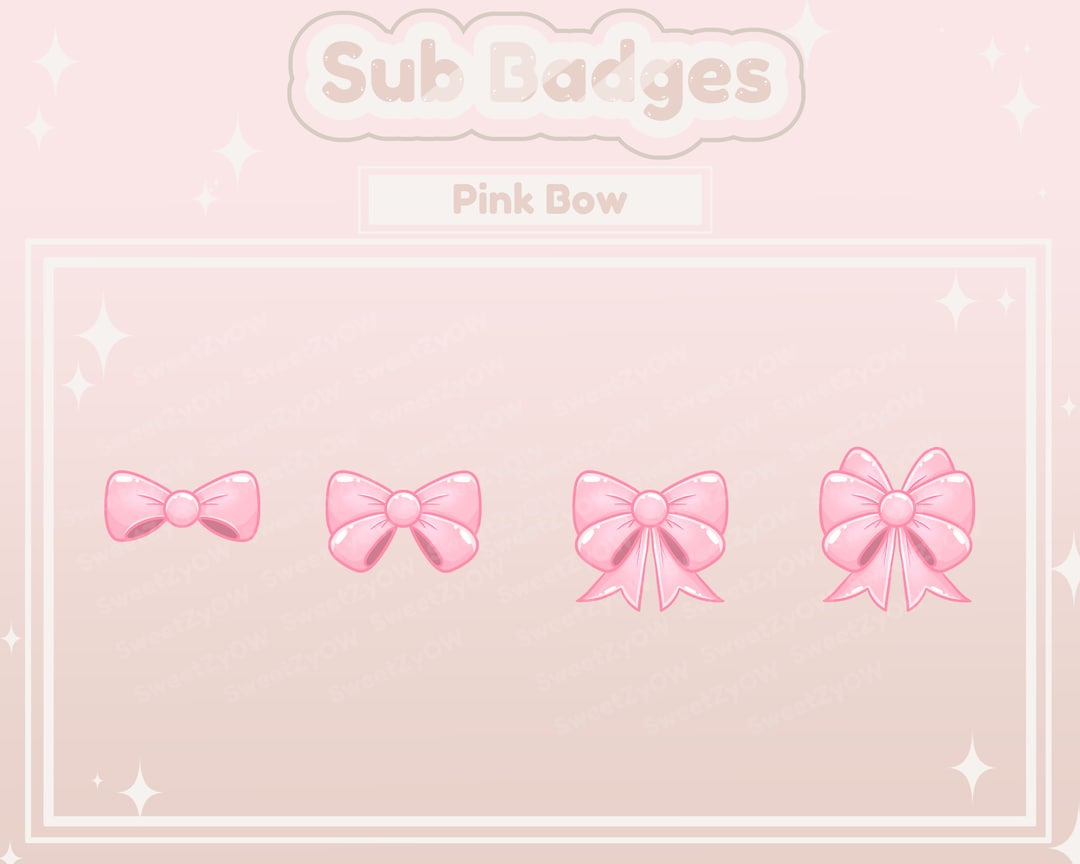 Kawaii Pink Bow Sub Badges for Twitch - 4 Badges - Etsy