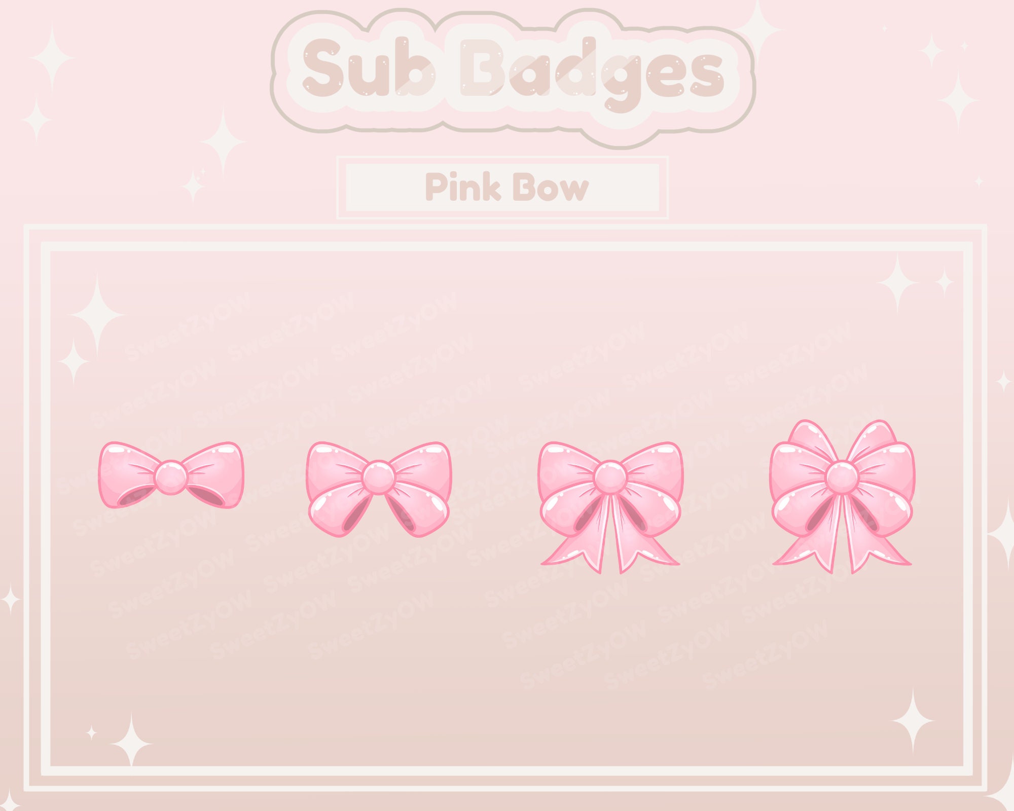 Kawaii Pink Bow Sub Badges for Twitch - 4 Badges - Etsy