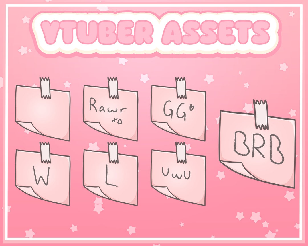 7 Pack Pink Sticky Note Vtuber Asset for Vtube Studio, Twitch ...