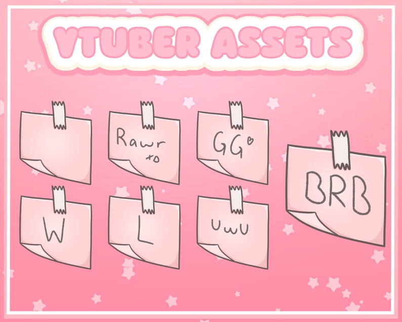 7 Pack Pink Sticky Note Vtuber Asset for Vtube Studio, Twitch, Streaming, Youtube and More! - Etsy