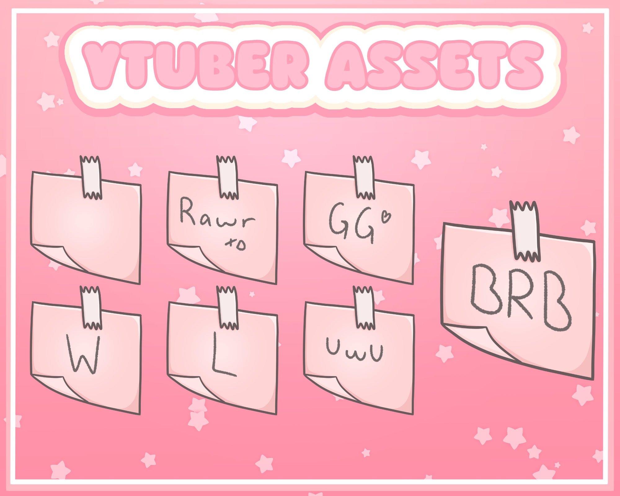 7 Pack Pink Sticky Note Vtuber Asset for Vtube Studio, Twitch, Streaming, Youtube and More! - Etsy