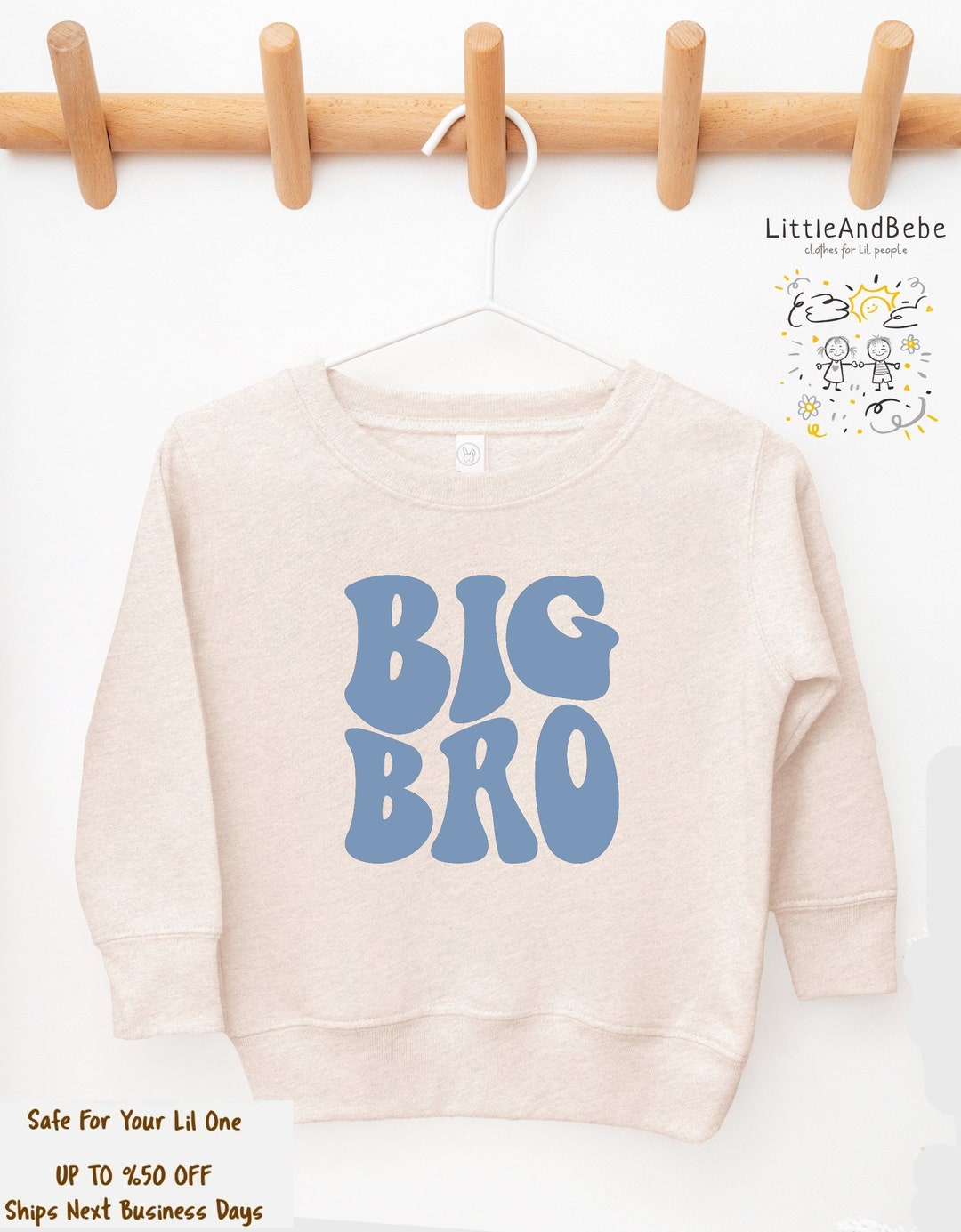 Big Brother Sweatshirt for Boys, Natural Boho Big Bro Hoodie, Retro ...