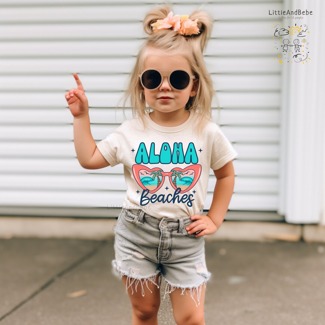 Aloha Beaches Shirt, Retro Neutral Boho Beach Shirt for Girls, Vintage ...