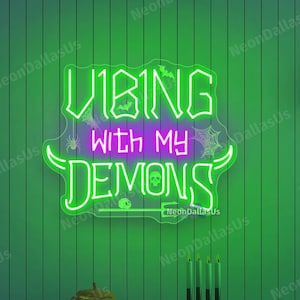 Vibing With My Demons Neon Sign Demons LED Lights Halloween Neon Sign ...