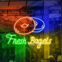 Bagels Led Neon Sign, Bagels Wall Led Line Art, Bagels Neon Light ...