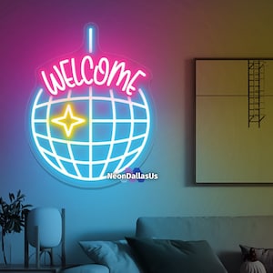 Disco Ball Led Neon Light Disco Party Wall Decorations Welcome Sign ...