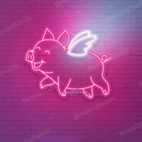 Neon Pig Sign With Glasses, Playful LED Wall Art - Etsy